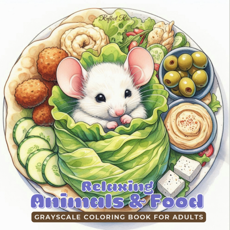 Relaxing Animals and Food Printable Coloring Pages for Adults – Reflect ...